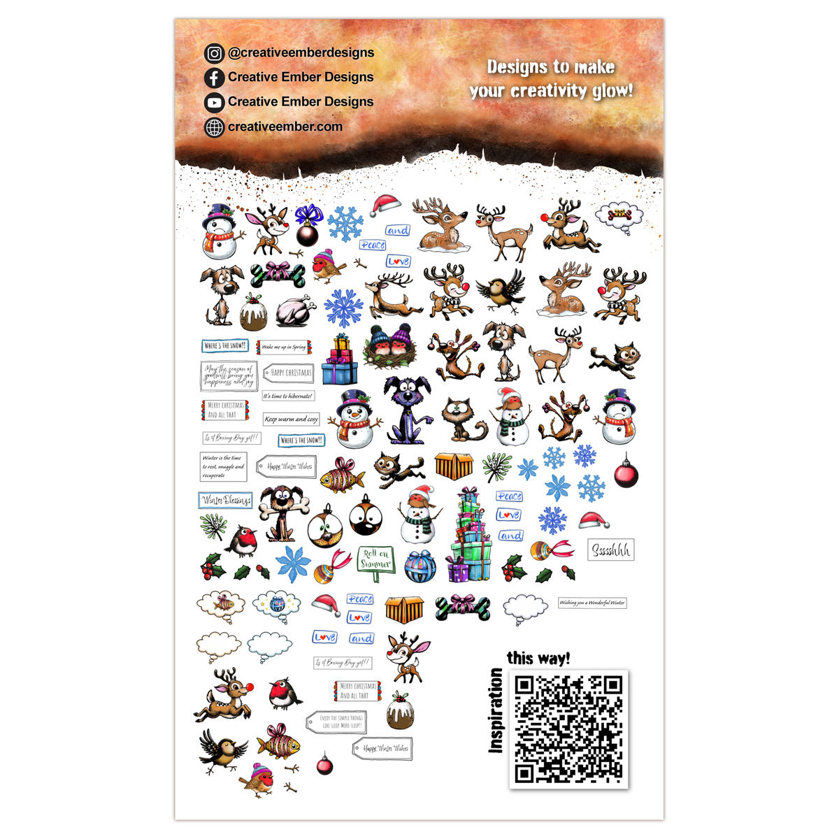 Creative Ember Designs Christmas Critters Ephemera 108 Die Cut P