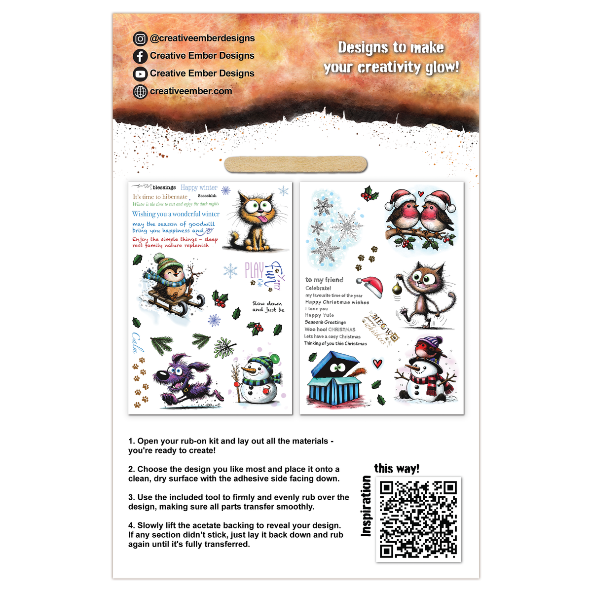 Creative Ember Designs - Happy Winter - Rub-on Set - 2 x A5 Sheets ...