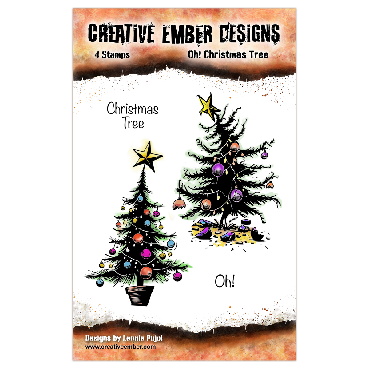 Creative Ember Designs Oh Christmas Tree A7 4 Stamps Art