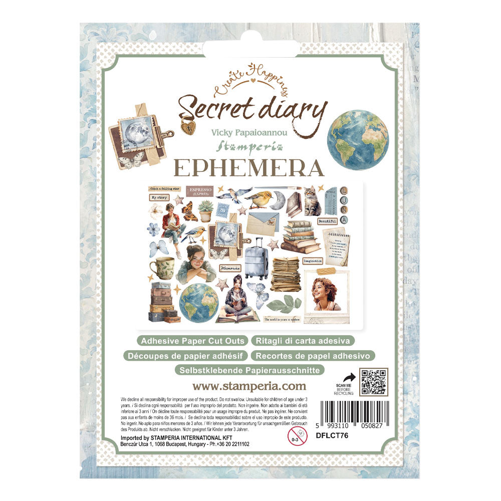 Stamperia - Secret Diary Collection - Ephemera with Adhesive Backs ...