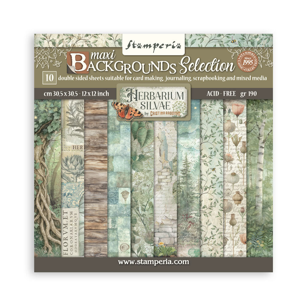 Stamperia Herbarium Silvae Collection - 12” x 12” Pad - 10 Double Face ...