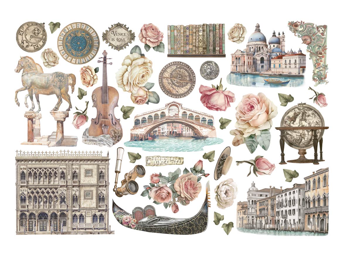 Stamperia - Venice City of Art - Ephemera with Adhesive backs - DFLCT6 ...