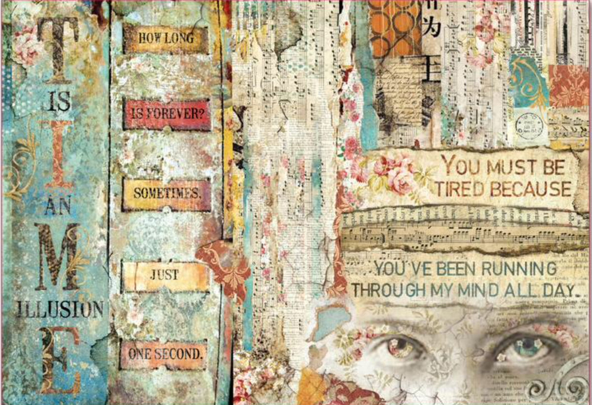 Stamperia Decoupage Rice Paper A3 Time is an Illusion Little Labels DF ...