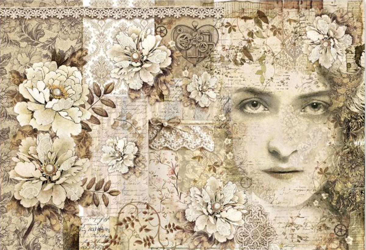Stamperia Decoupage Rice Paper A3 Old Lace Face DFS389 – Art ...